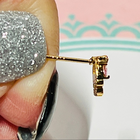 Jewelry | You Made Me Ink Pink Jellyfish Crystal Cz 18k Gold Plated Pierced Stud Earrings | Poshmark